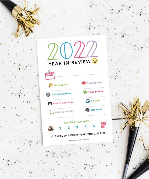 Kids 2022 Year in Review Emoji Game, Happy New Year 2022 Game, Kids New ...