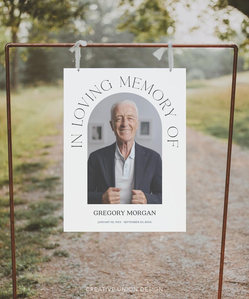 Minimalist Arch Memorial Sign, Celebration of Life With Picture ...