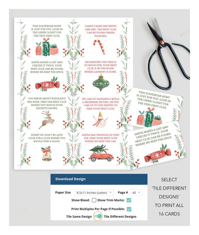 Indoor Christmas Treasure Hunt Game Cards, Printable Christmas ...