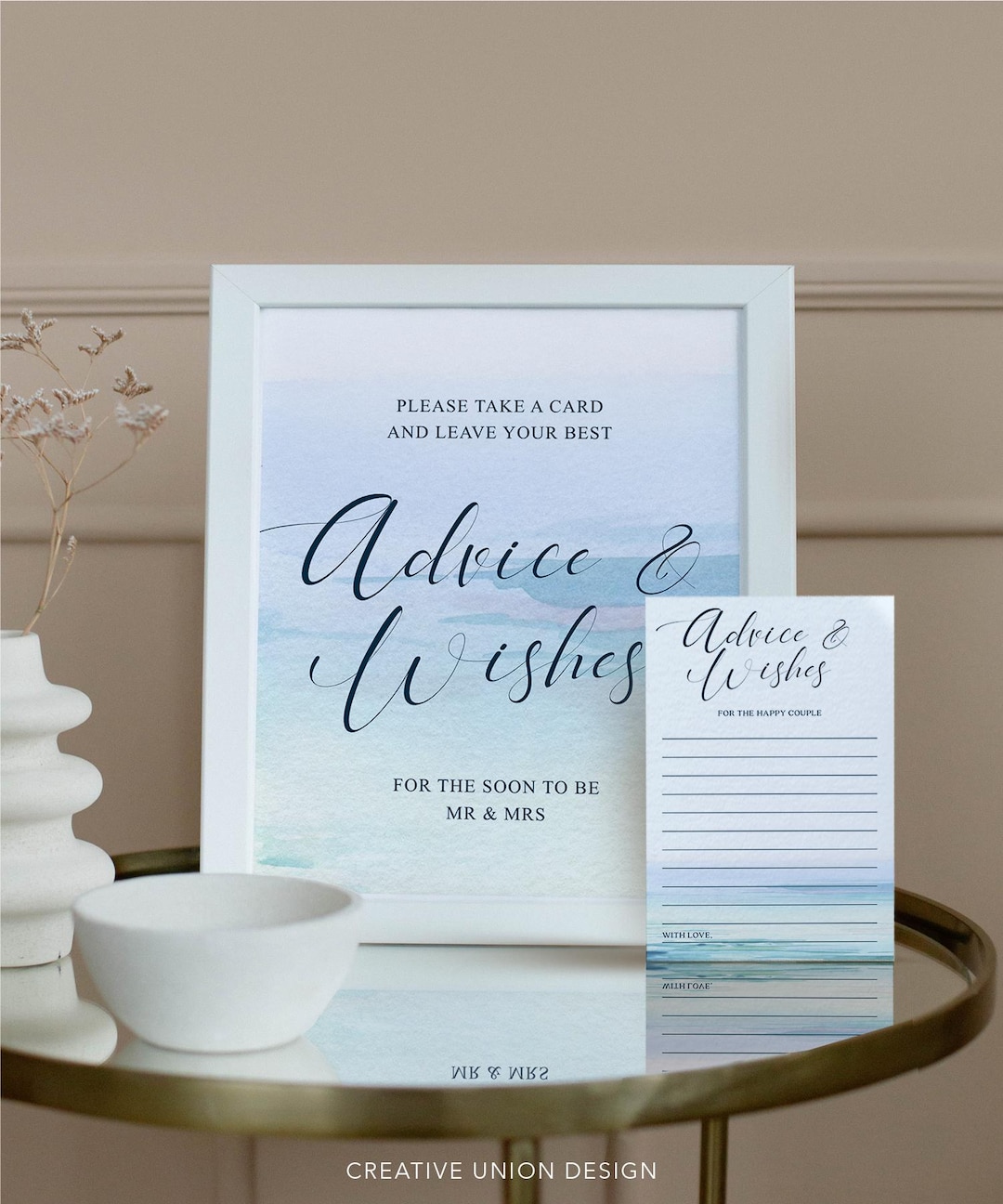 Advice and Wishes Card and Sign, Advice for the Newlyweds Sign, Minimal ...