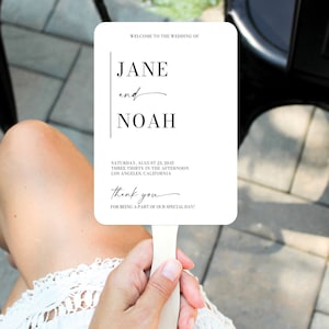 Minimal Wedding Program Fan, Printable Program Fan Template, Wedding ...