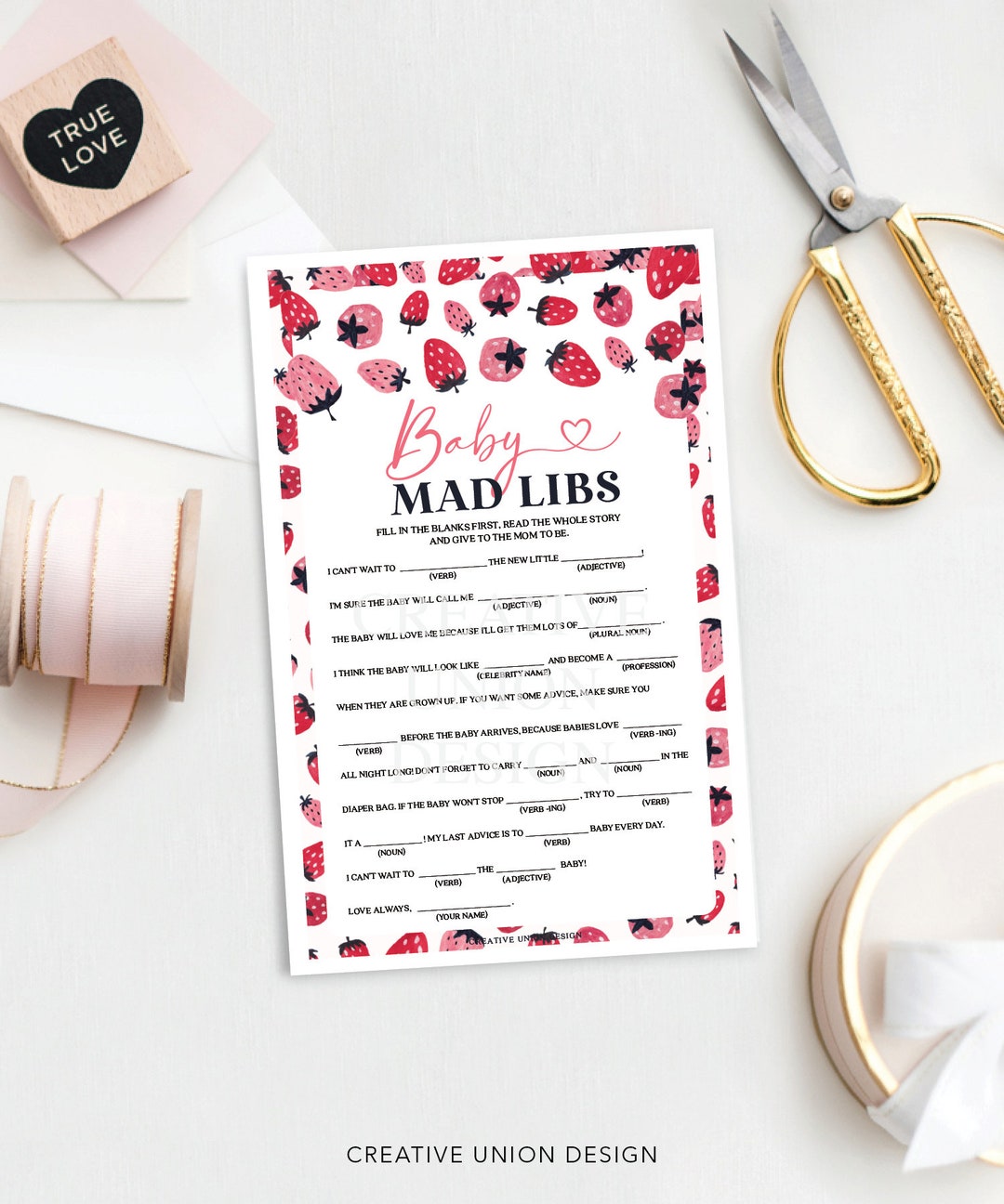 Berry Sweet Baby Shower Mad Libs Game, Baby Shower Mad Libs Game Printable, Song Game, Shower ...