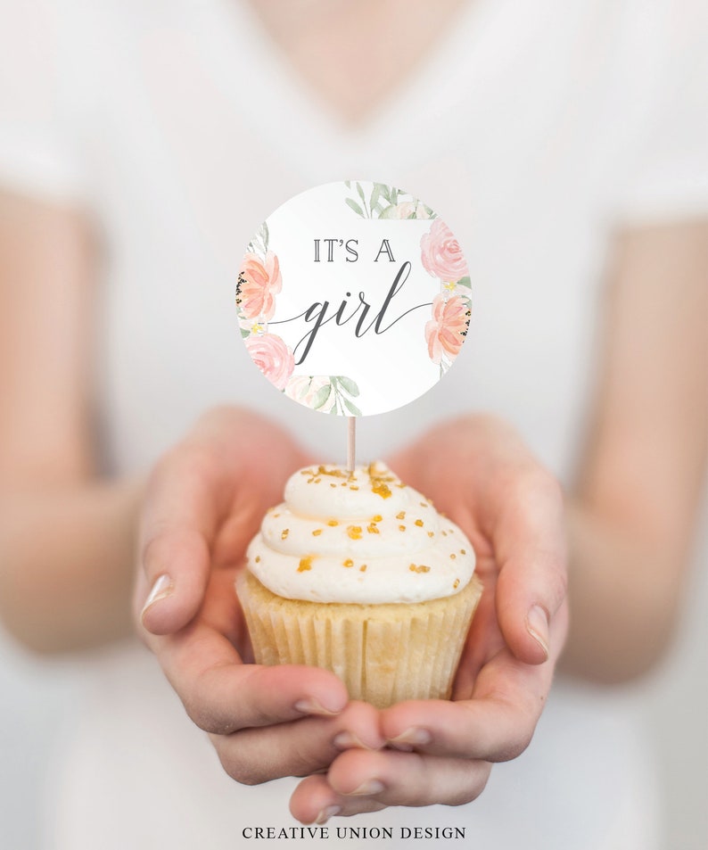 Cupcake Toppers Printable It's A Girl Baby Shower - Etsy