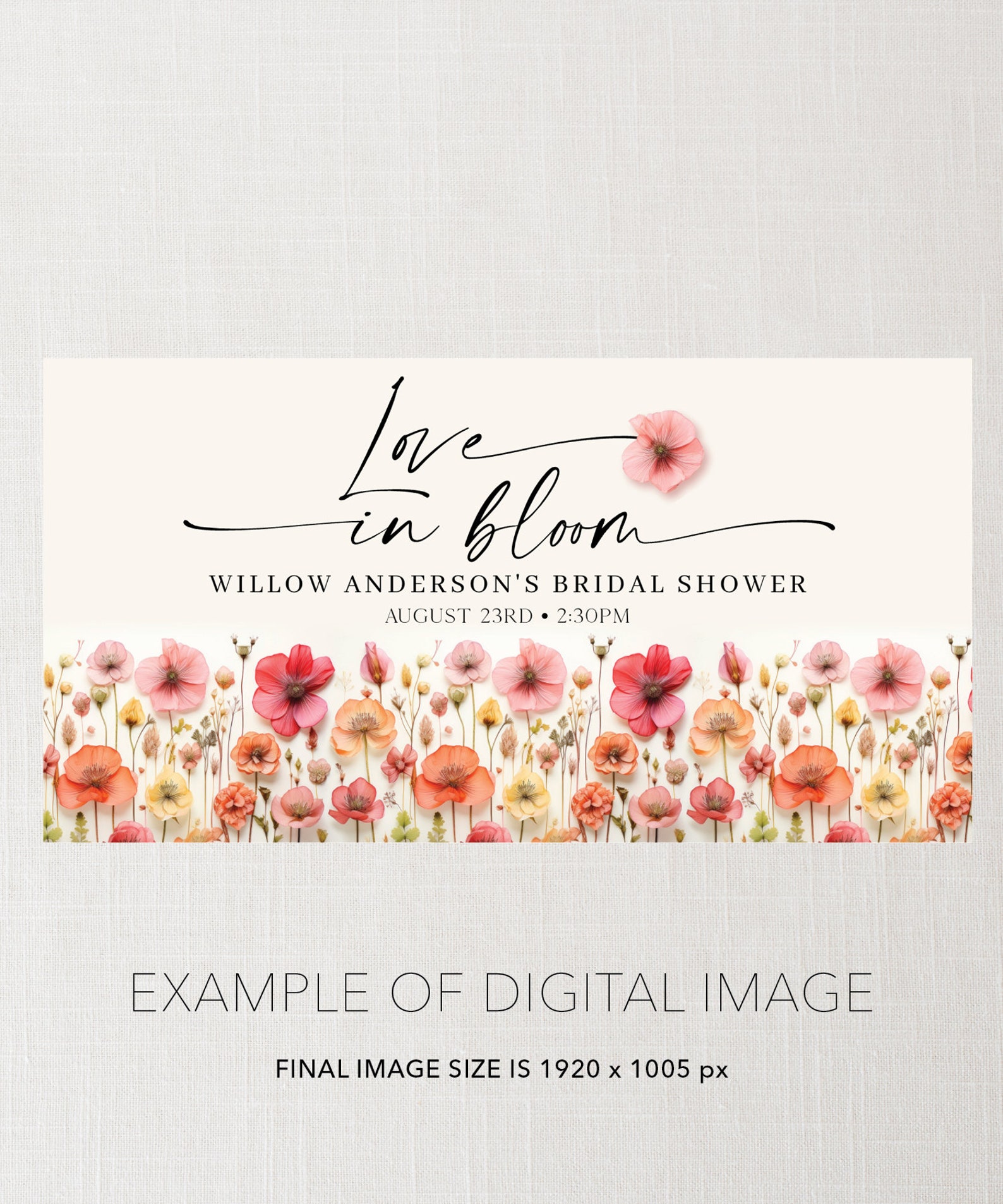 Bridal Shower Facebook Event Header Template, Evite, Wildflower ...