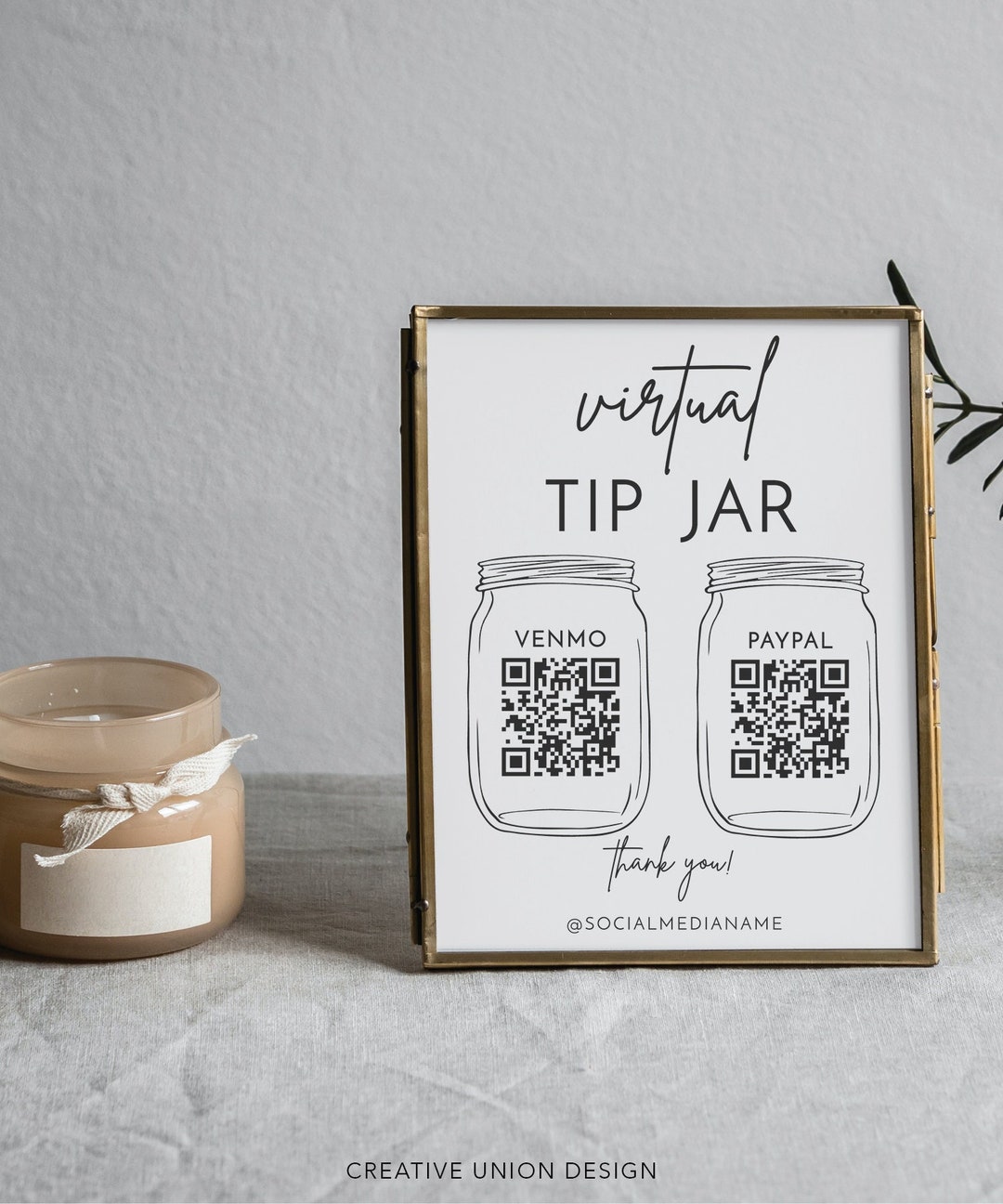 Printable Virtual Tip Jars Sign, Venmo and Paypal, QR Code Sign, Tips ...