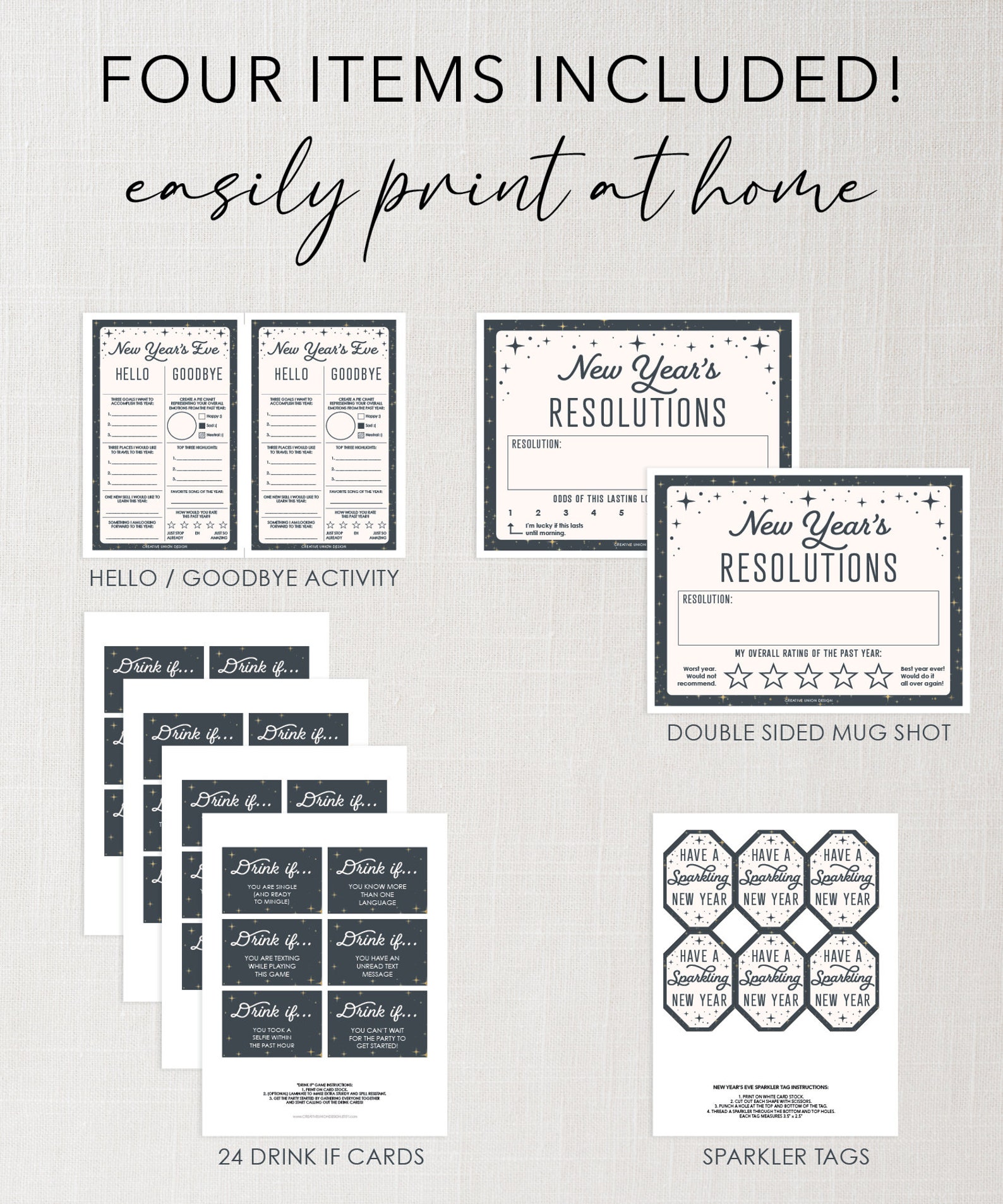 New Years Eve Printable Party Bundle New Year's Eve New - Etsy