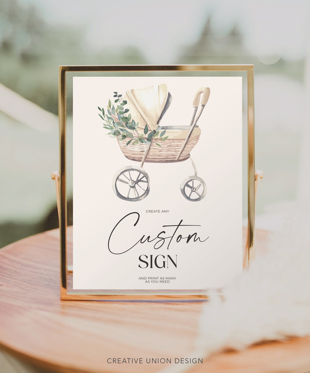 Neutral Boho Baby Stroller Custom Sign Template, Custom Baby Shower ...