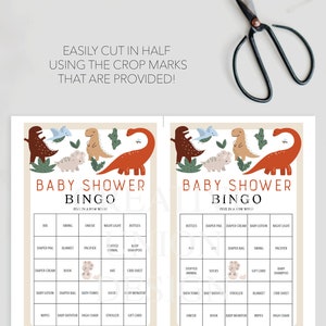 Cute Dinosaur Baby Shower Bingo, 60 Unique Game Sheets, Baby Shower ...