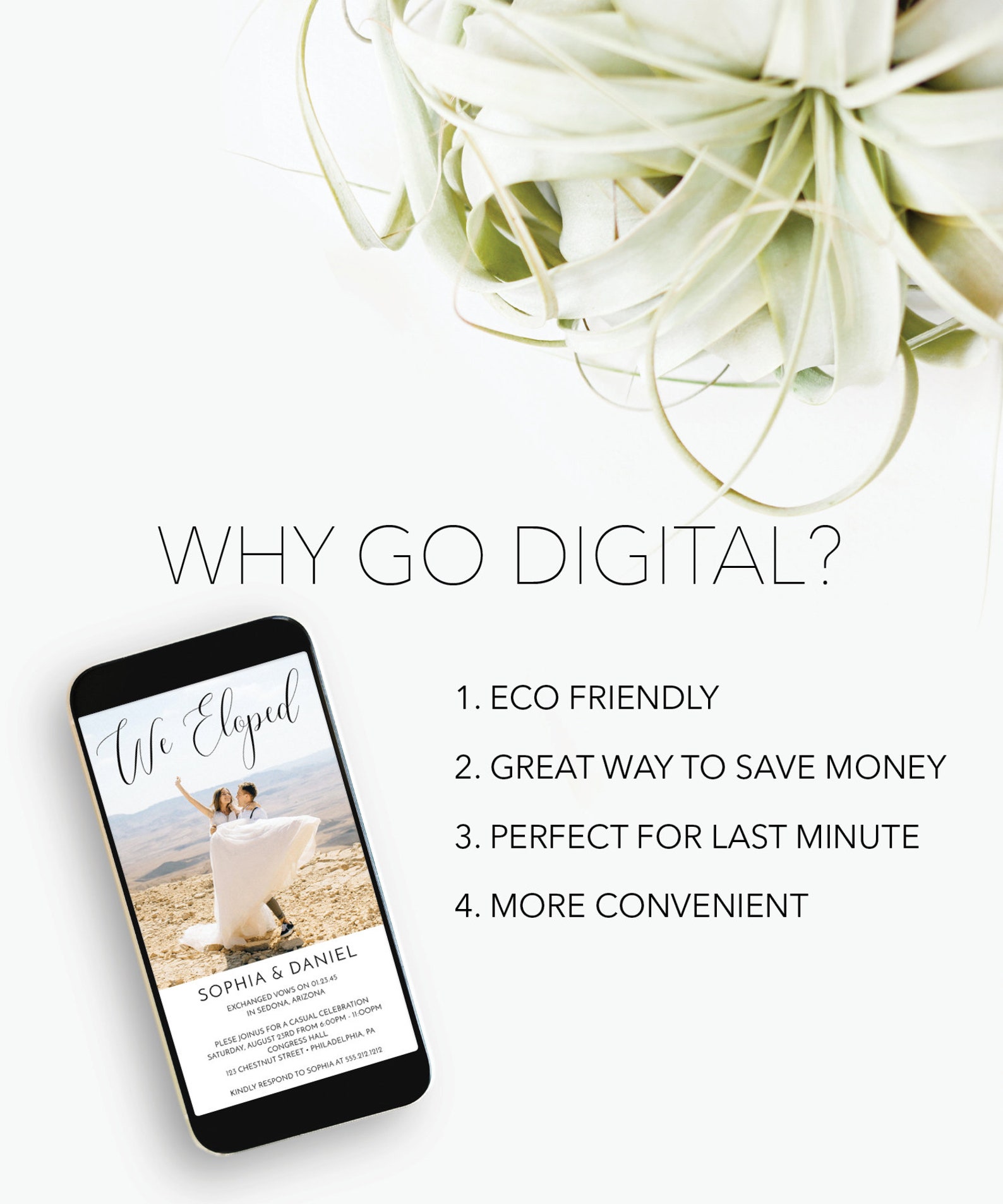 Editable We Eloped Digital Announcement Template, Elopement ...