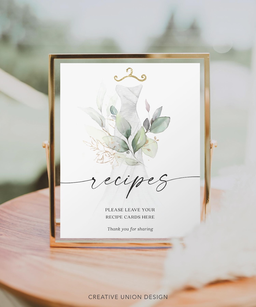 Recipe Card Sign, Bridal Shower Decor, Printable Bridal Shower Recipe ...