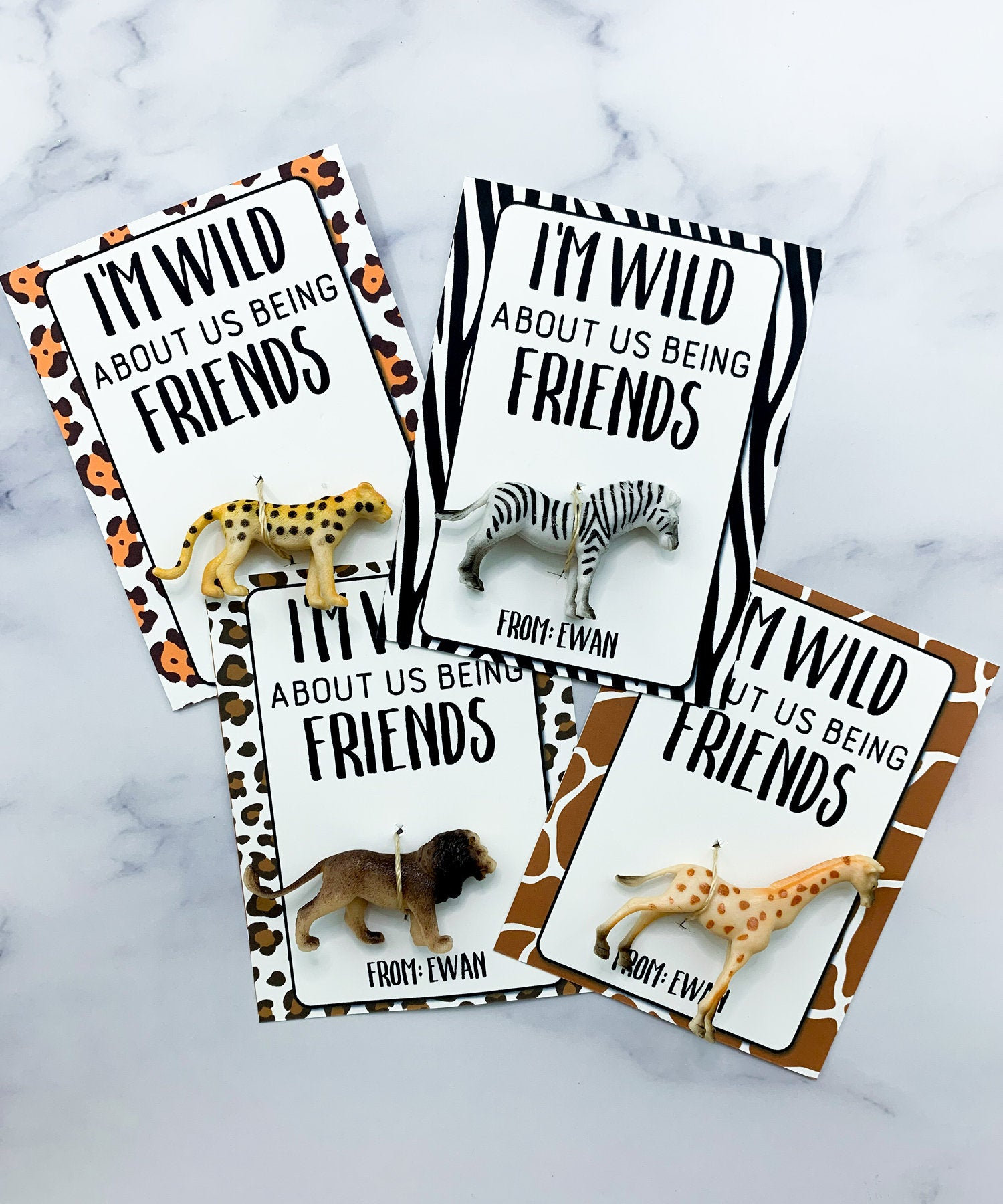 Animals Valentines Day Cards for Kids Printable Wild Animal - Etsy