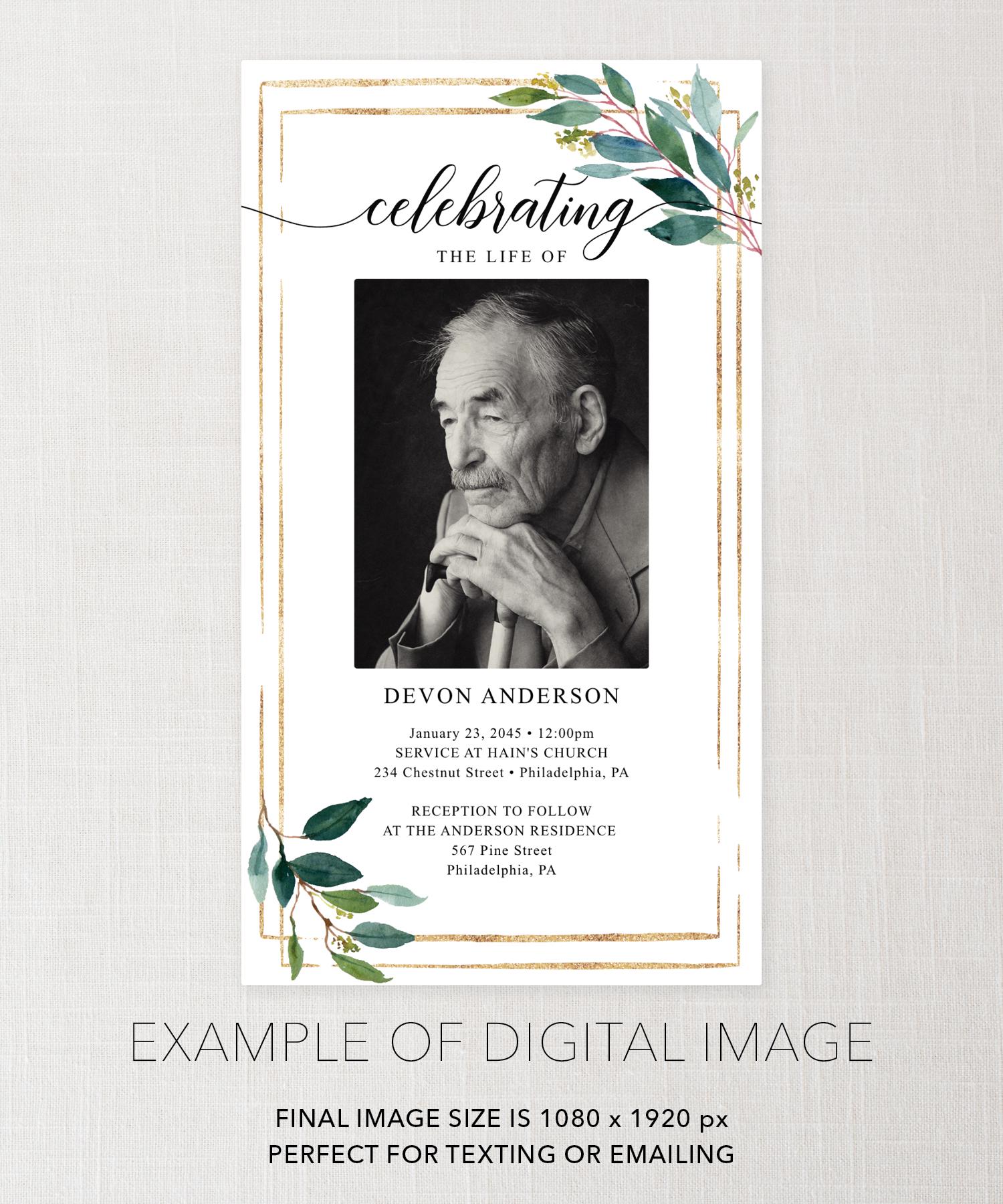 Digital Celebration of Life Electronic Invitation With Photo, Funeral ...
