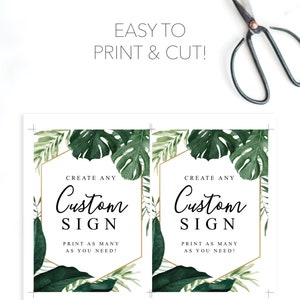 Editable Custom Sign Template, Wedding Printable Table Signs, Bridal ...