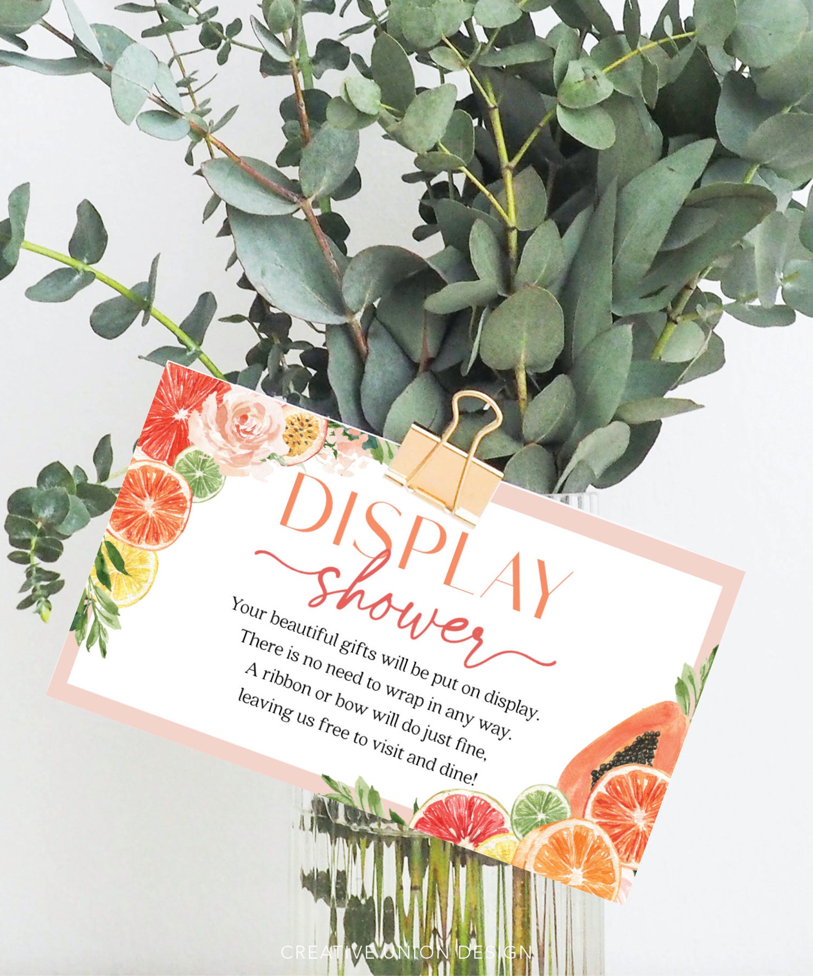 Display Shower Insert Card Template, Printable Insert Card, Display ...