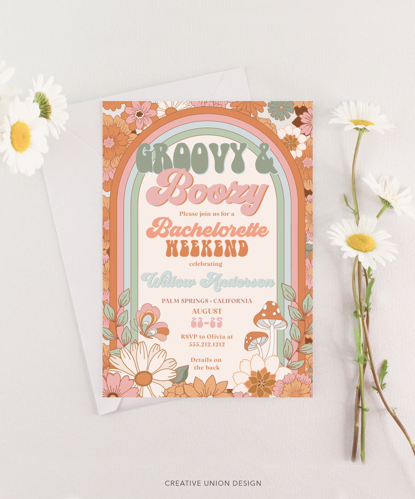 Groovy & Boozy Bachelorette Weekend Invitation and Itinerary Groovy ...