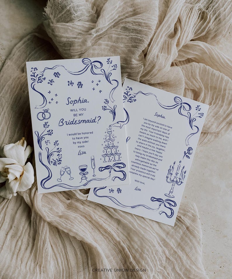 Bridesmaid Proposal Card Template, Will You Be My Bridesmaid, Hand ...