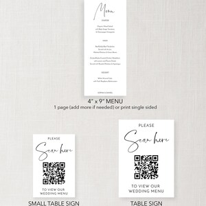 QR Code Menu Template, Scannable Wedding Menu Sign, Scannable QR Code ...