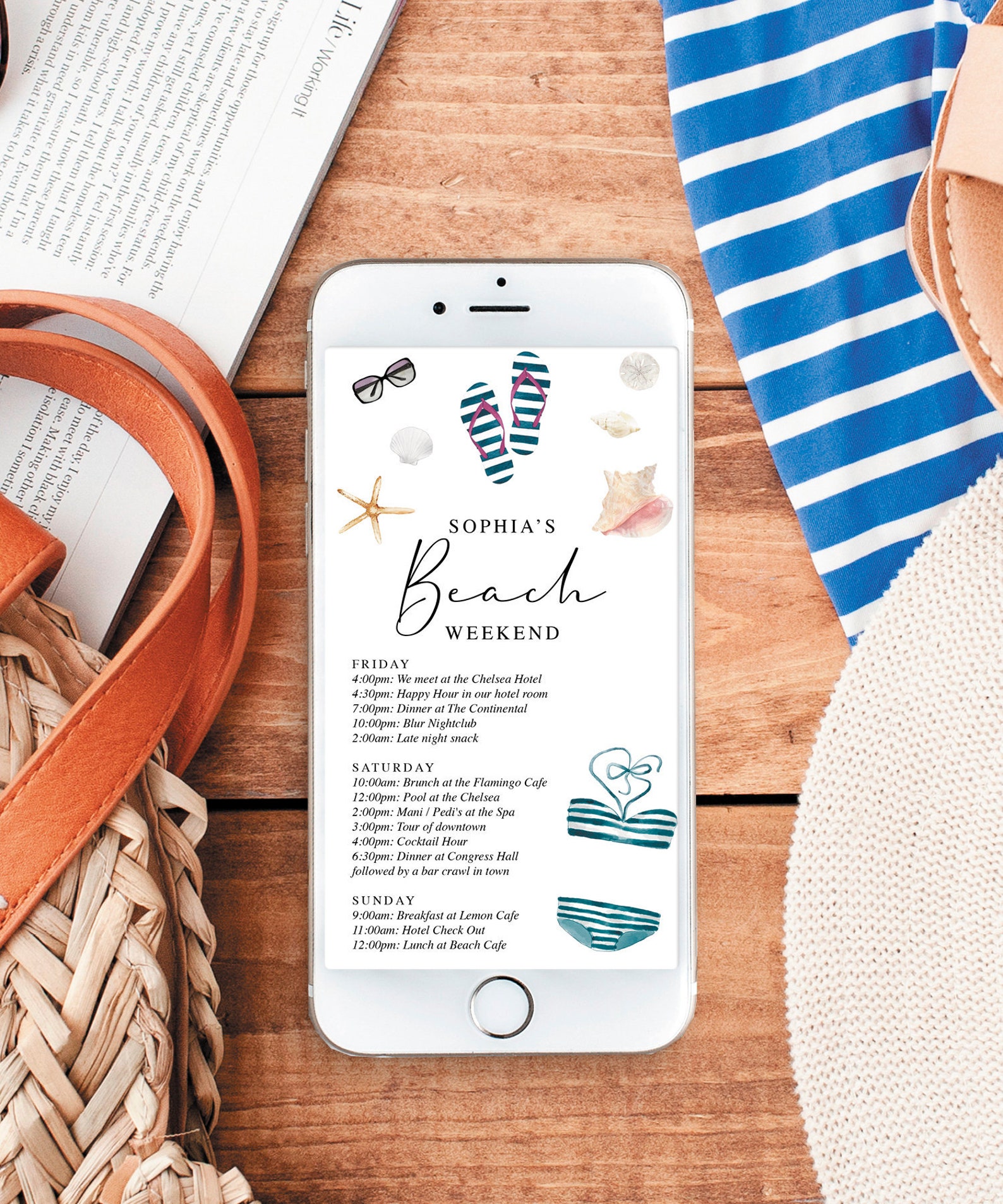 Beach Bachelorette Itinerary Template Digital Schedule Etsy
