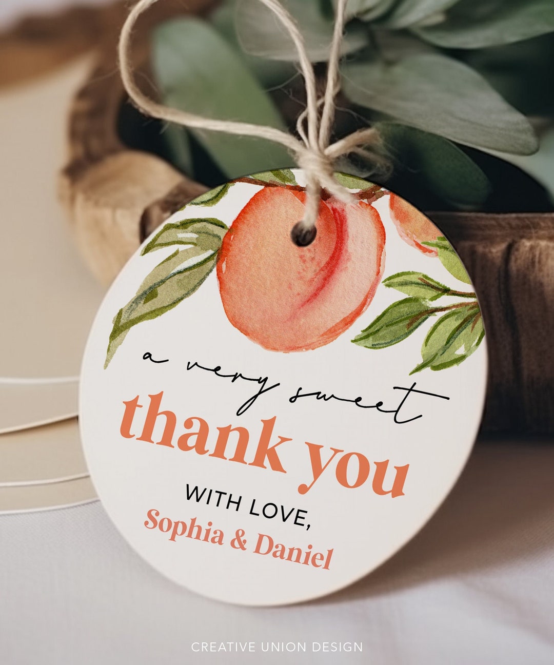 A Sweet Thank You Stickers Template, Peach Favor Tags, Baby Shower ...