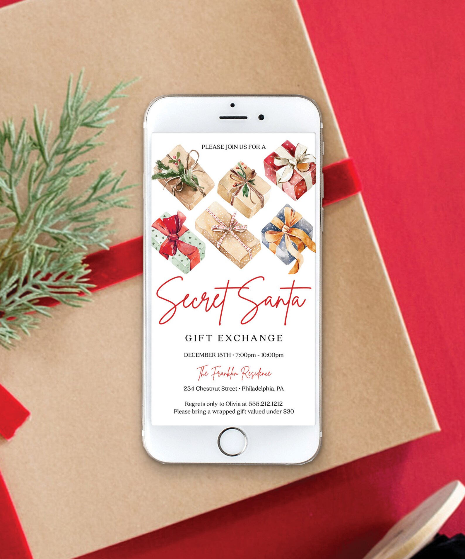 Digital Secret Santa Party Invite Secret Santa Invitation | Etsy