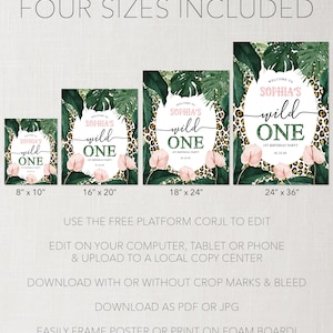 Wild One Leopard Print Editable Birthday Party Welcome Sign Template ...