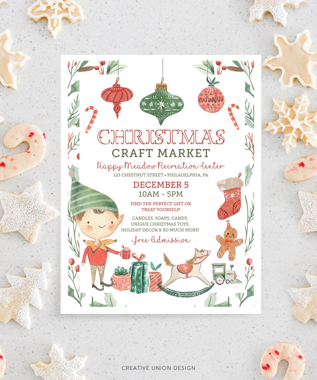Christmas Craft Fair Flyer, Holiday Festival Flyer, Printable Christmas ...