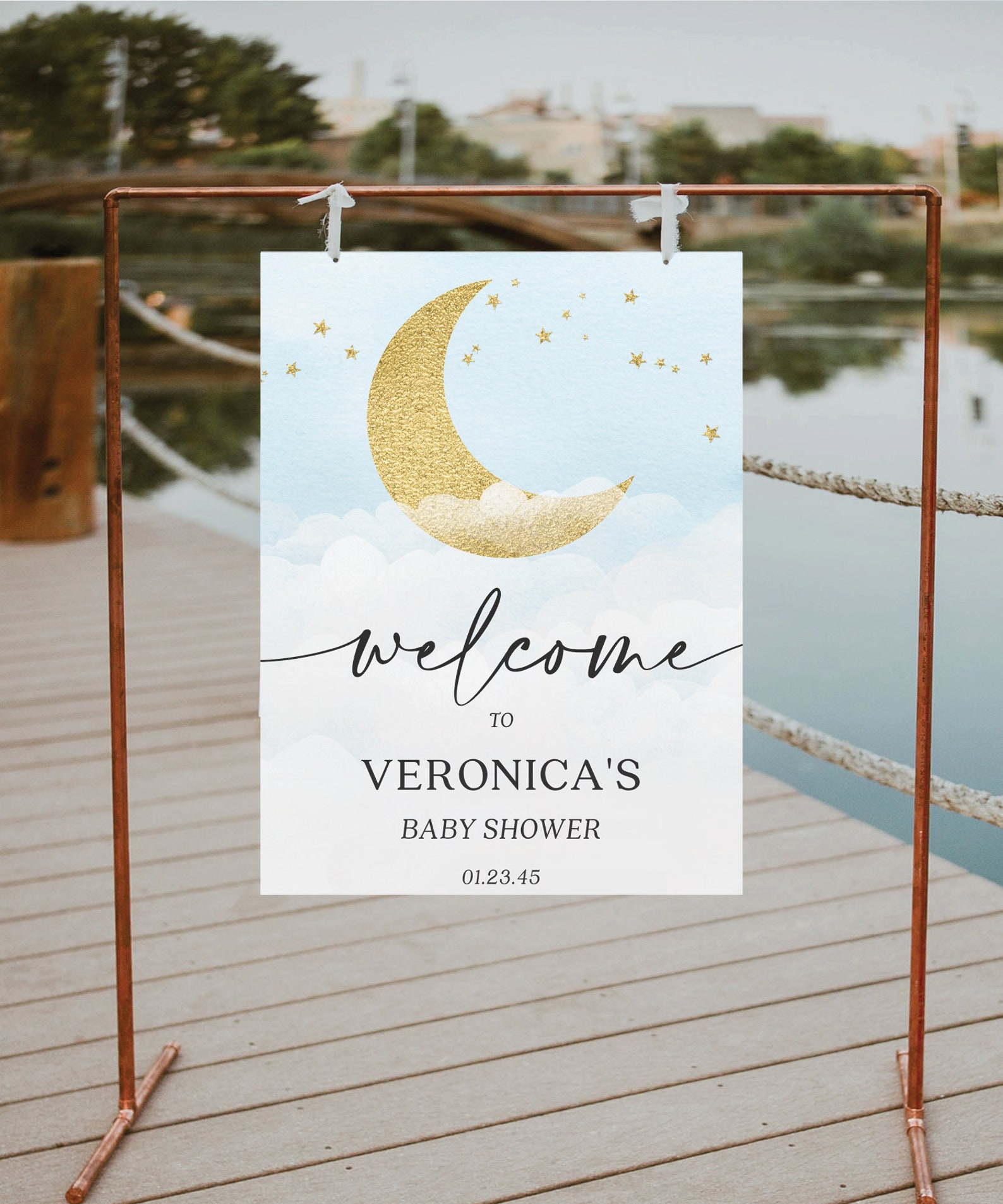 Editable Boy Baby Shower Welcome Sign, Over the Moon Welcome Sign, Baby ...