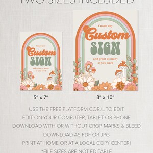 Groovy Baby Editable Custom Sign Template, Groovy One Birthday Sign ...