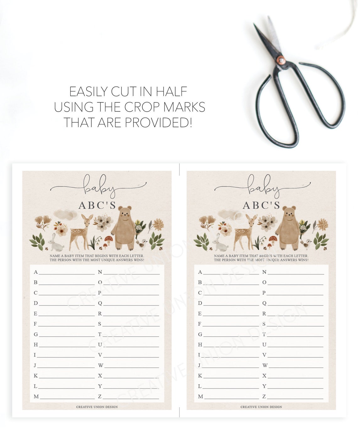 Abc's Baby Shower Game Baby Shower Game Baby Abcs - Etsy