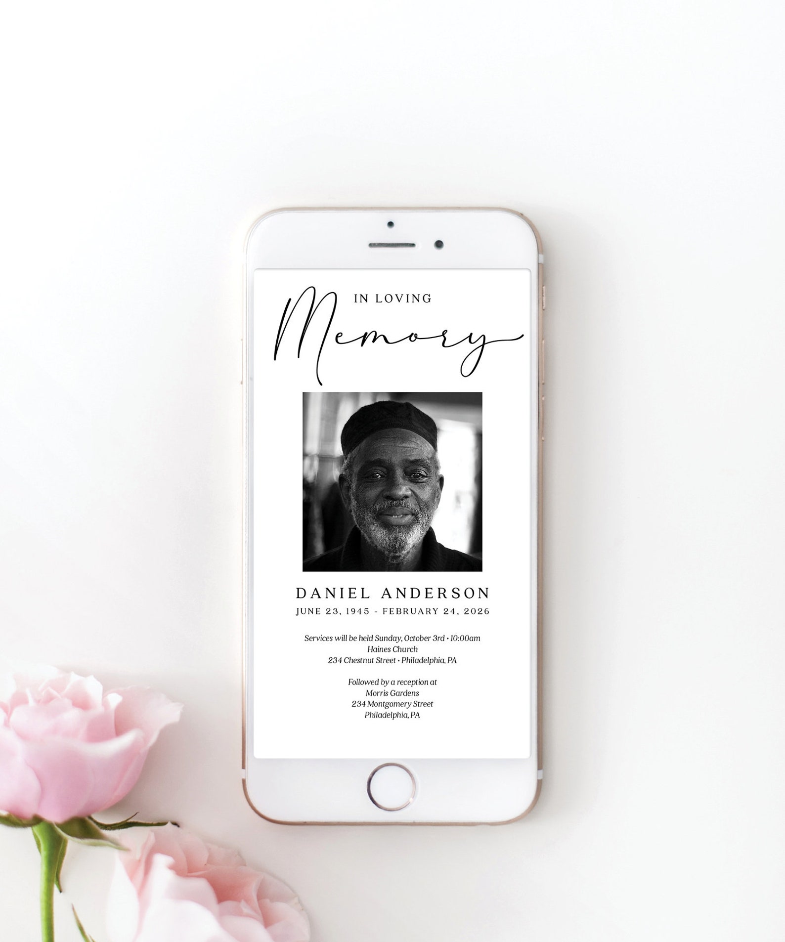 Digital in Loving Memory Electronic Invitation With Photo | Etsy