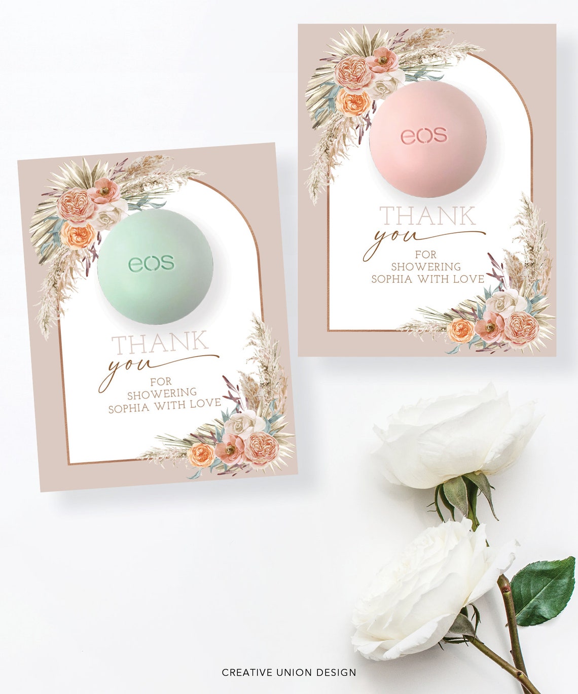 Bohemian Floral EOS Lip Balm Boho Baby Shower Favors Template - Etsy