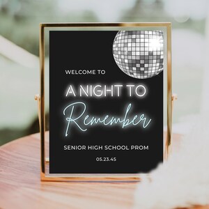 Neon Disco Prom Welcome Sign Template (printable Download) - Etsy
