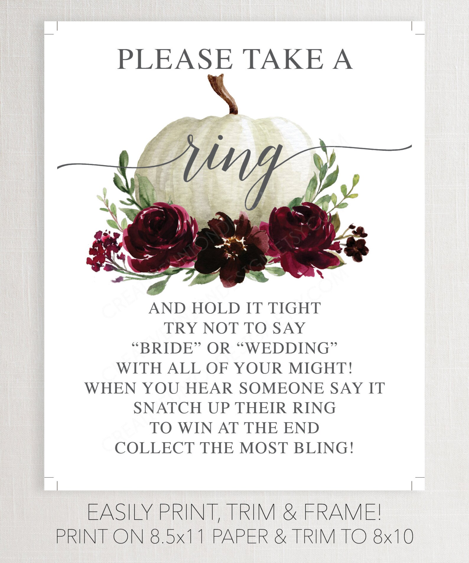Put A Ring on It Game Bridal Shower Game Ring on It Game - Etsy