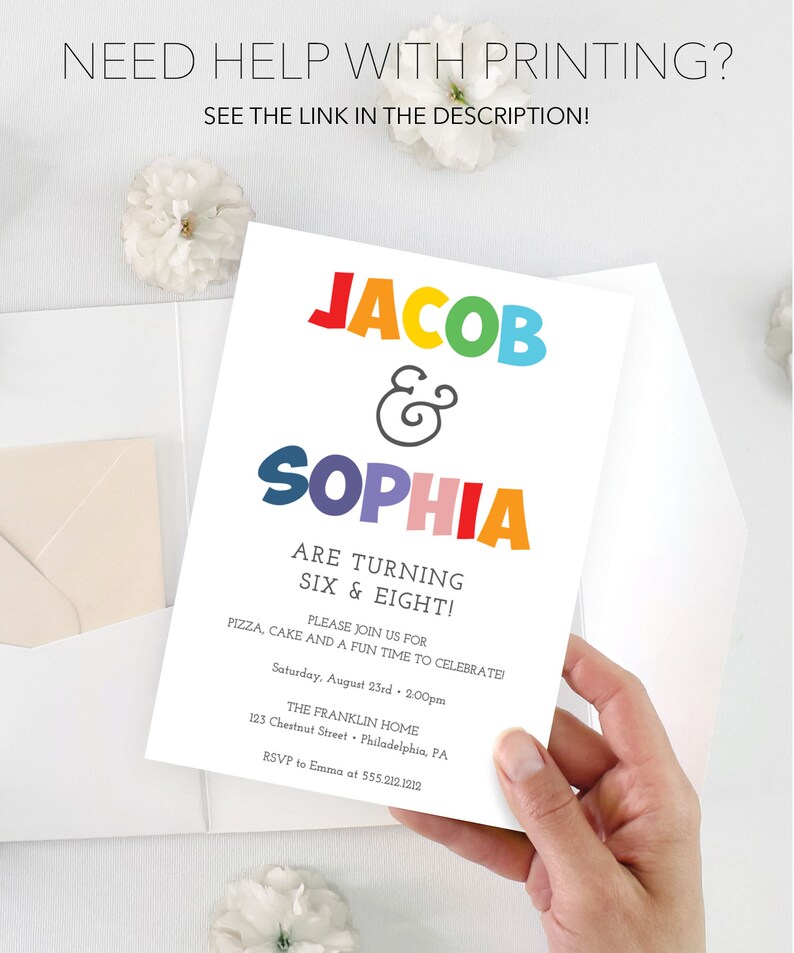 Joint Birthday Party Invite Template Printable Birthday - Etsy