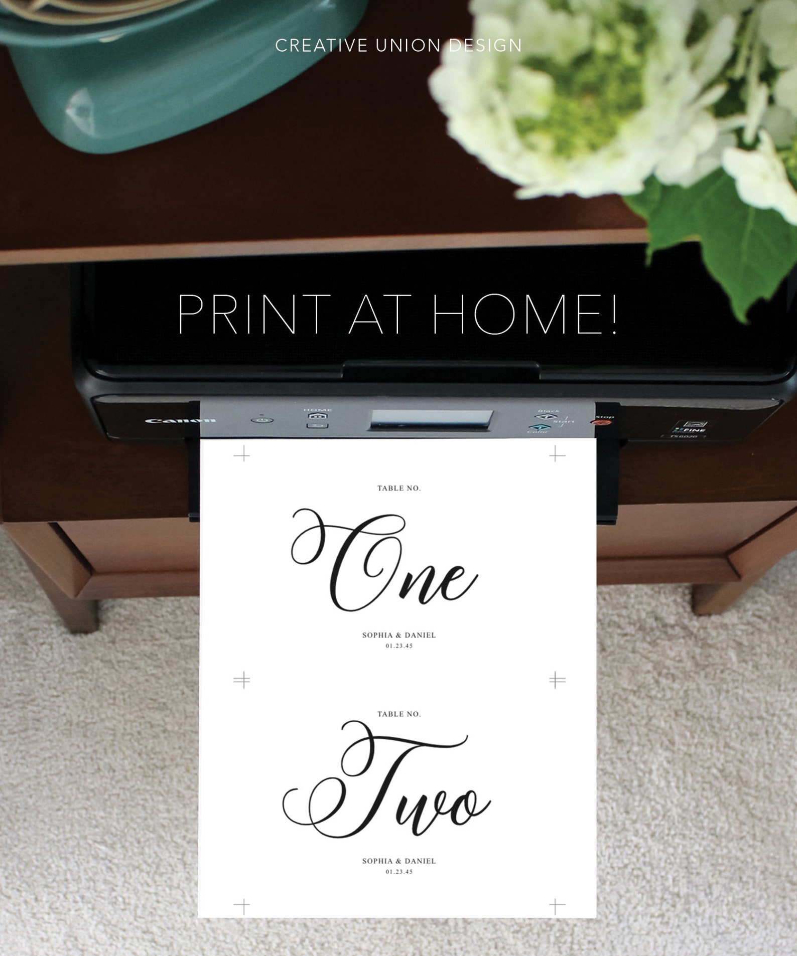 Horizontal Classic Calligraphy Wedding Table Numbers Template, Fully ...