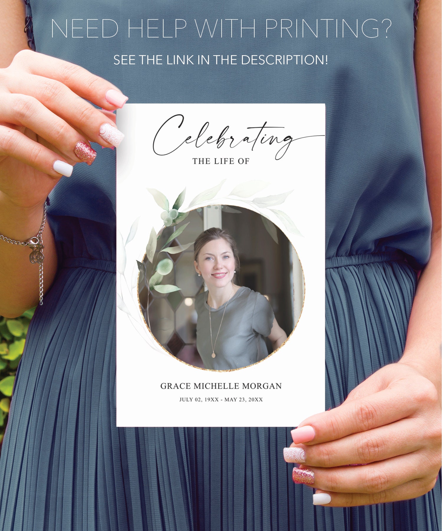 Funeral Program Template for Woman, Printable Celebration of Life ...