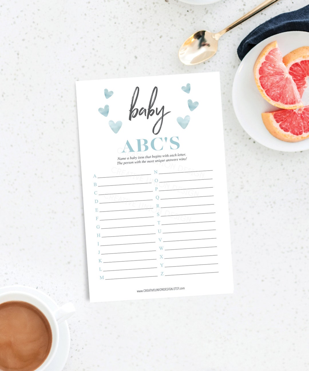 Abc's Baby Shower Game, Baby Shower Game, Baby Abcs, Printable, Instant ...