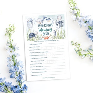 Under the Sea Baby Shower Game, Who Knows Mommy Best Baby Shower Game ...