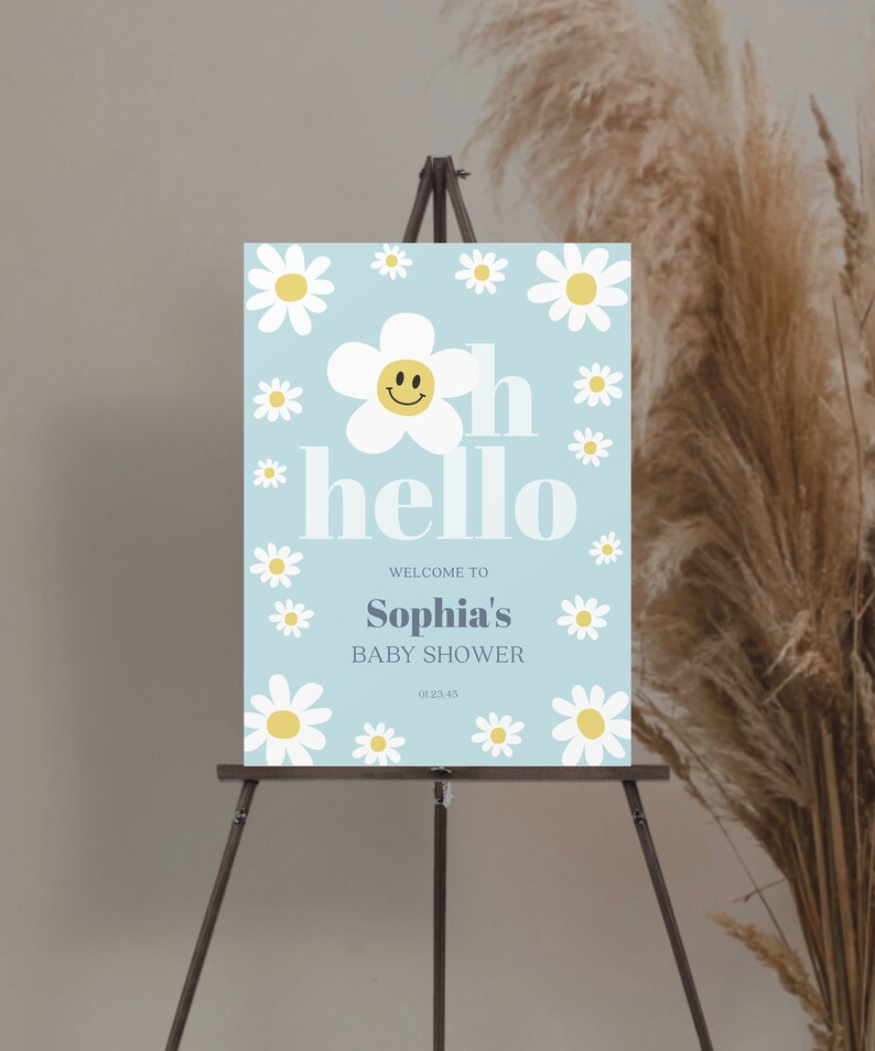 Editable Daisy Baby Shower Welcome Sign Template Welcome Baby - Etsy