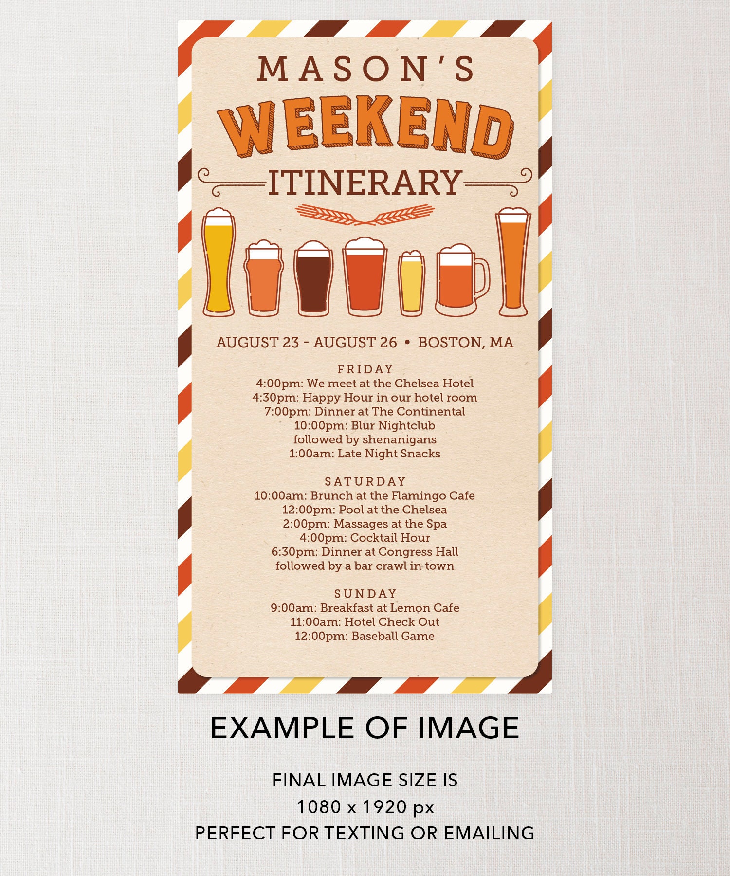 Guys Weekend Itinerary Template Beer Digital Schedule | Etsy