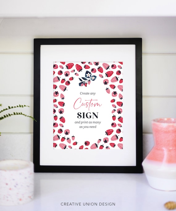 Editable Custom Sign Template, Berry Sweet, Custom Birthday Party Sign ...