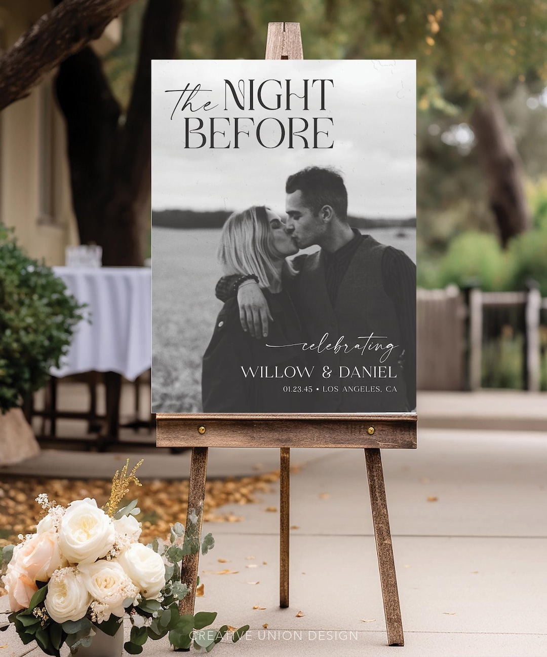 Rehearsal Dinner Welcome Sign With Photo, the Night Before Wedding Sign ...