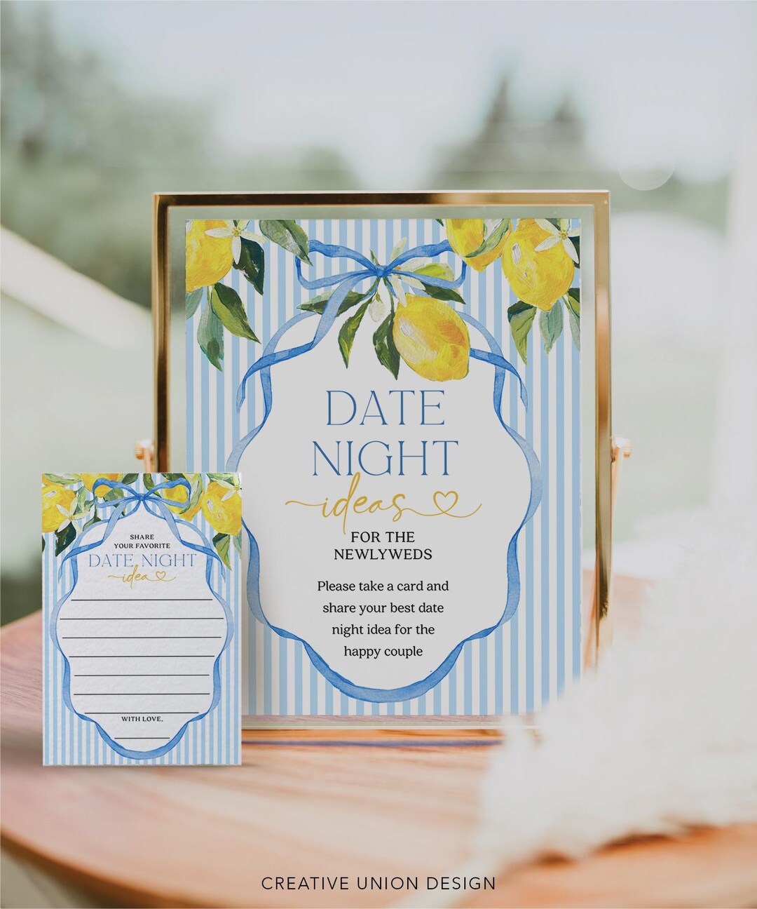 Date Night Ideas Card and Sign, Date Night Ideas Sign, Lemon Bridal ...