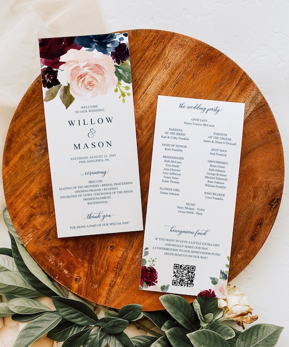 Wedding Program Template Rustic Programs for Wedding Wedding | Etsy