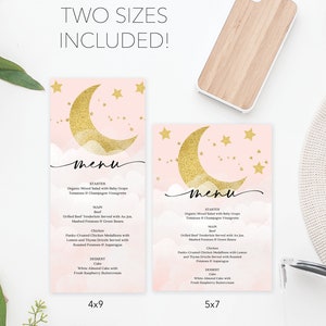 Over the Moon Baby Shower Menu Template, Printable Menu, Editable Menu ...