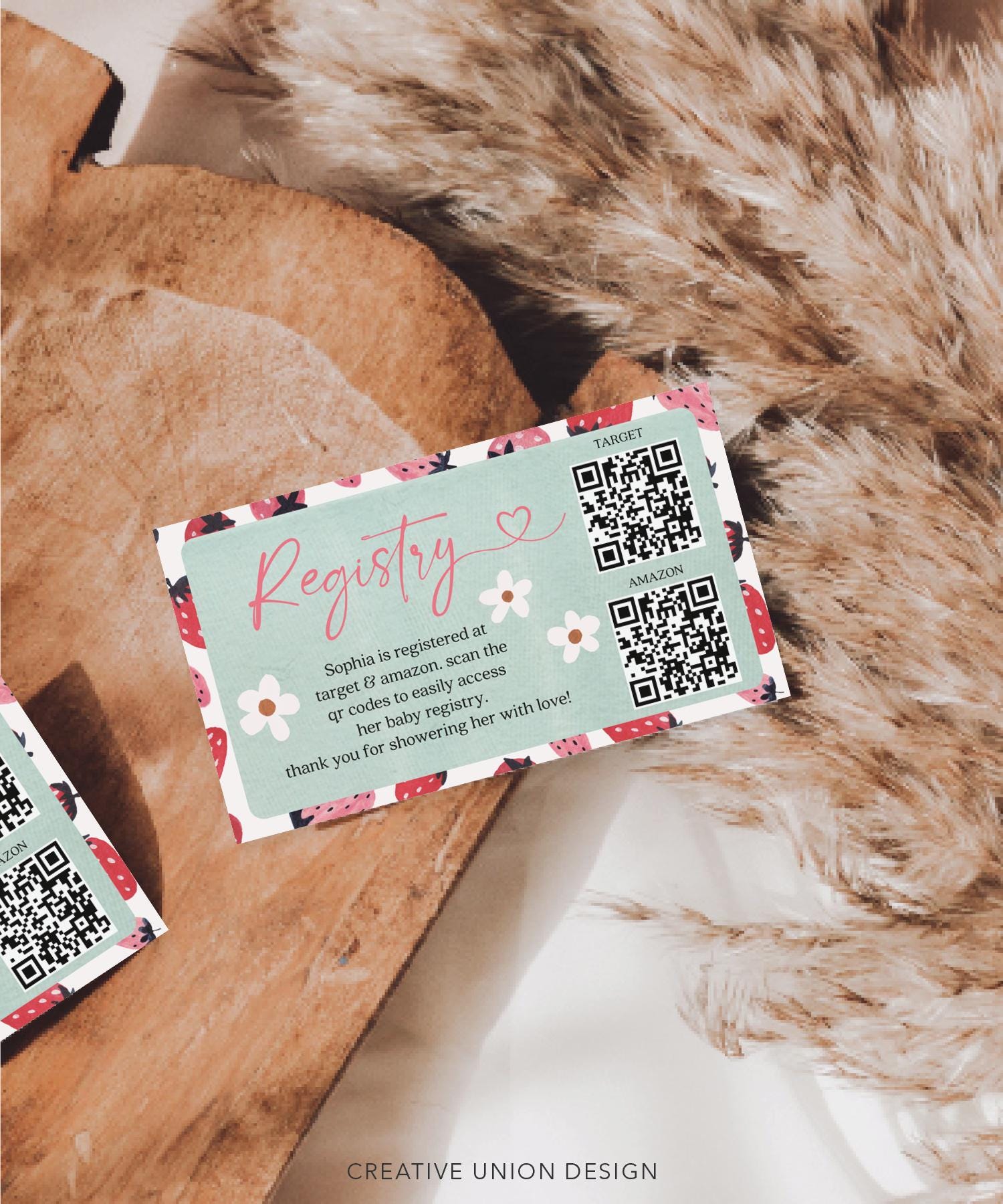 Berry Sweet Baby Shower Registry Card Template, QR Code, Gifts for Baby ...