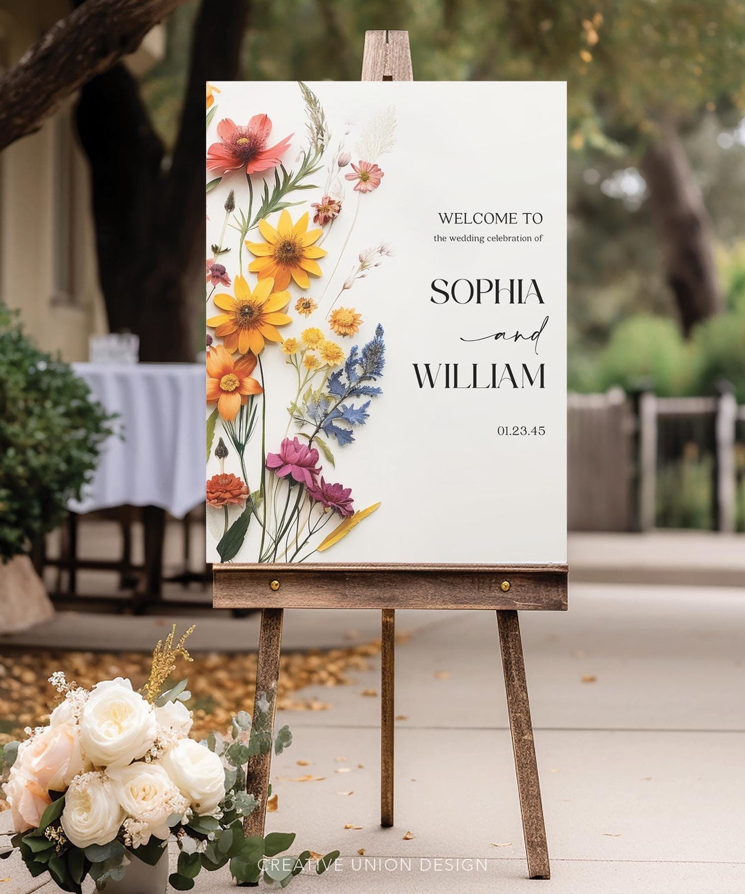 Editable Wildflower Welcome Sign Template, Pressed Flowers, Printable ...