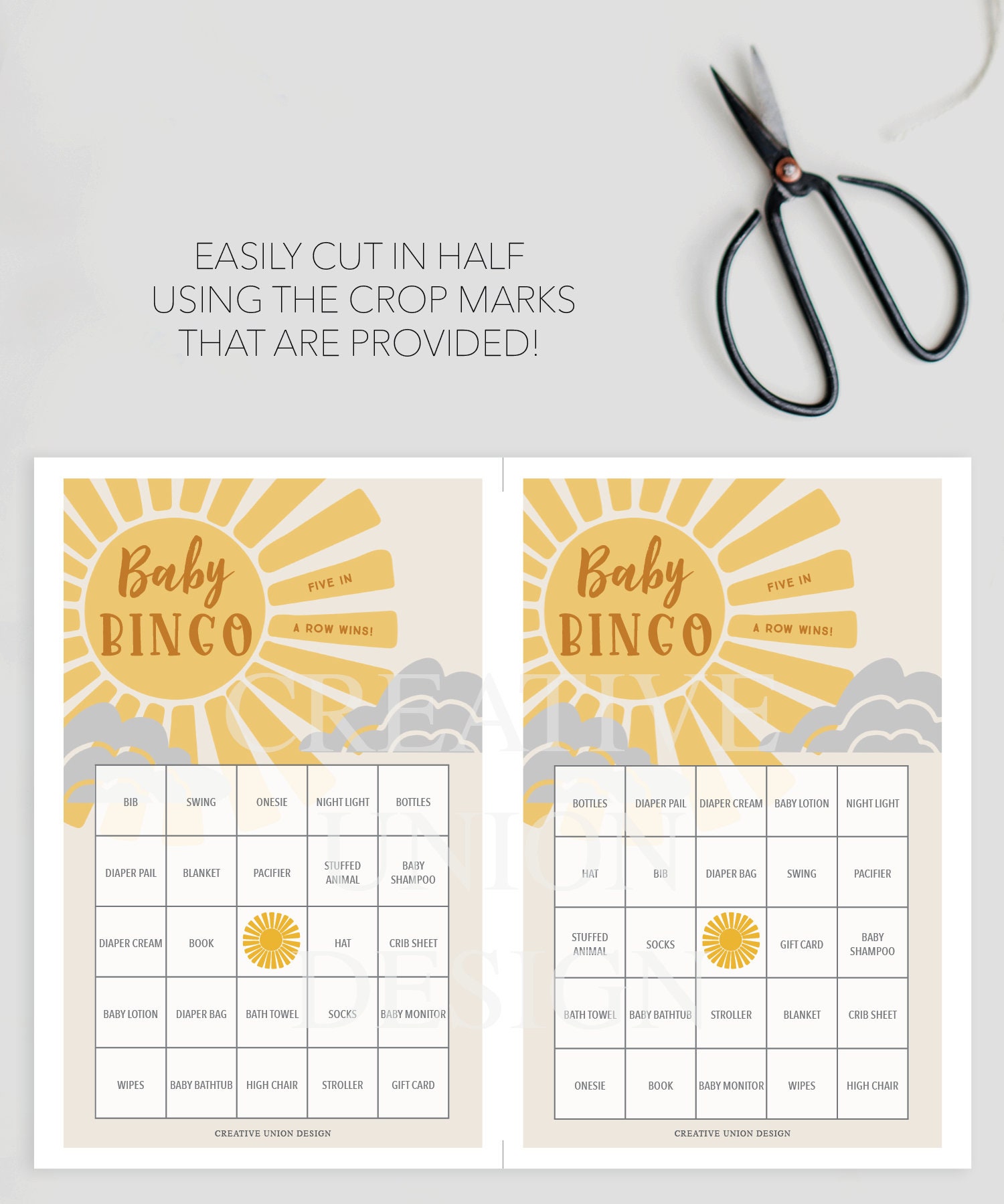 Boho Sunshine Baby Shower Bingo, 60 Unique Game Sheets, Baby Shower ...