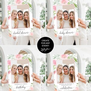 Boho Photo Prop Frame, Editable Bridal Shower Photo Prop, Baby Shower ...