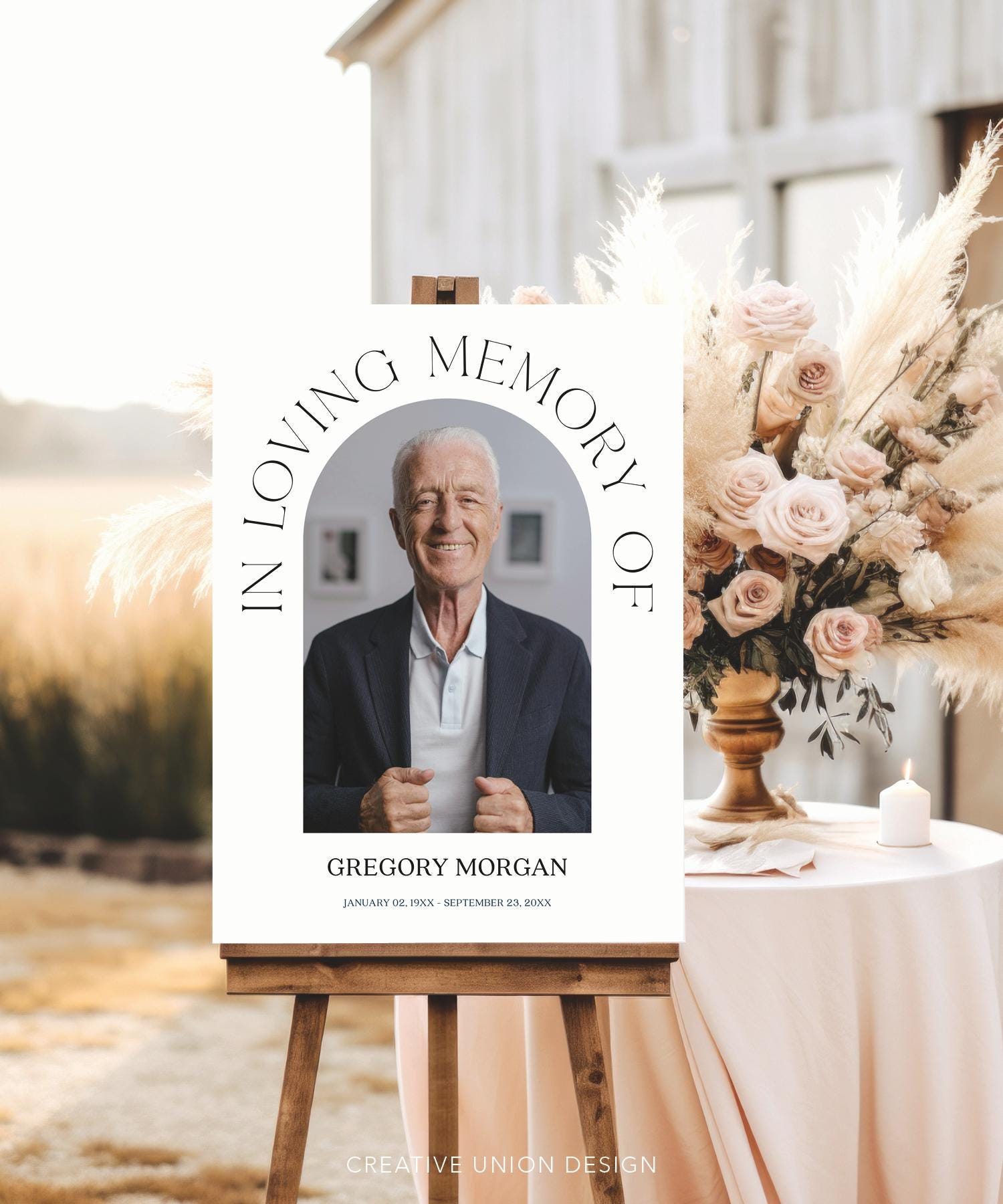 Minimalist Arch Memorial Sign, Celebration of Life With Picture ...
